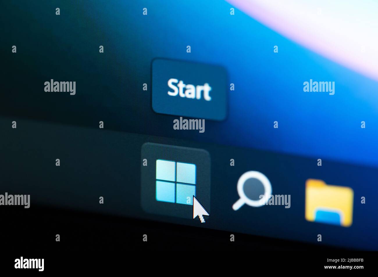 New york, USA - june 3, 2022: Start windows 11 button on computer menu ...
