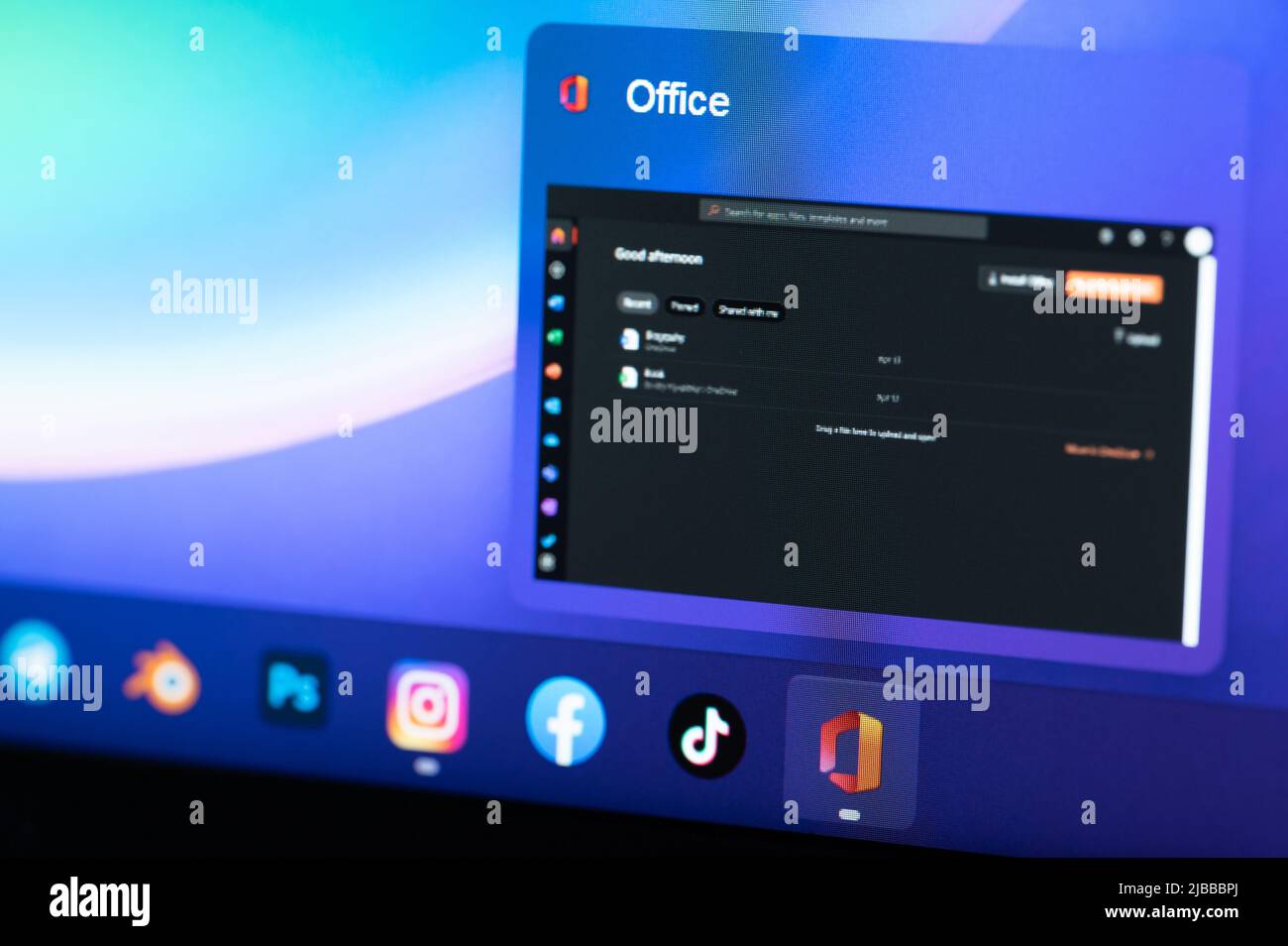 New york, USA - june 3, 2022: Open Microsoft office app on computer ...