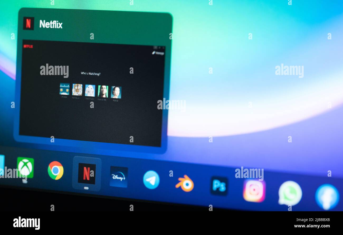 New york, USA - june 3, 2022: Open netflix app account on computer menu ...