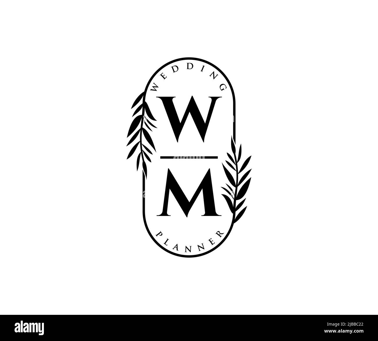 WM Initials letter Wedding monogram logos collection, hand drawn modern ...