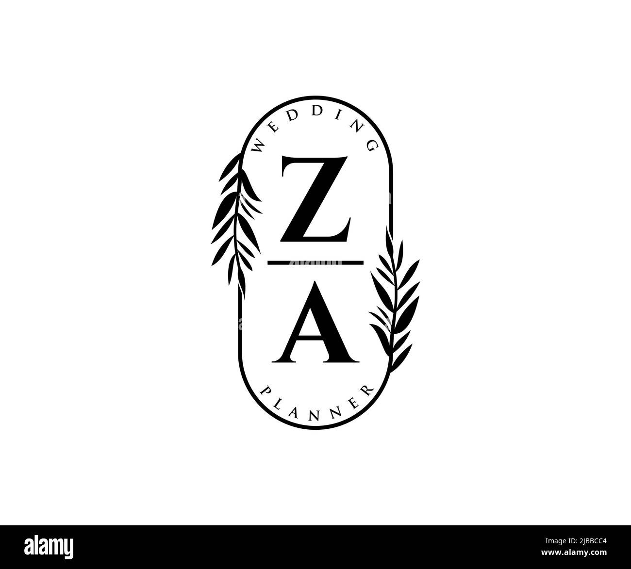 ZA Initials letter Wedding monogram logos collection, hand drawn modern ...