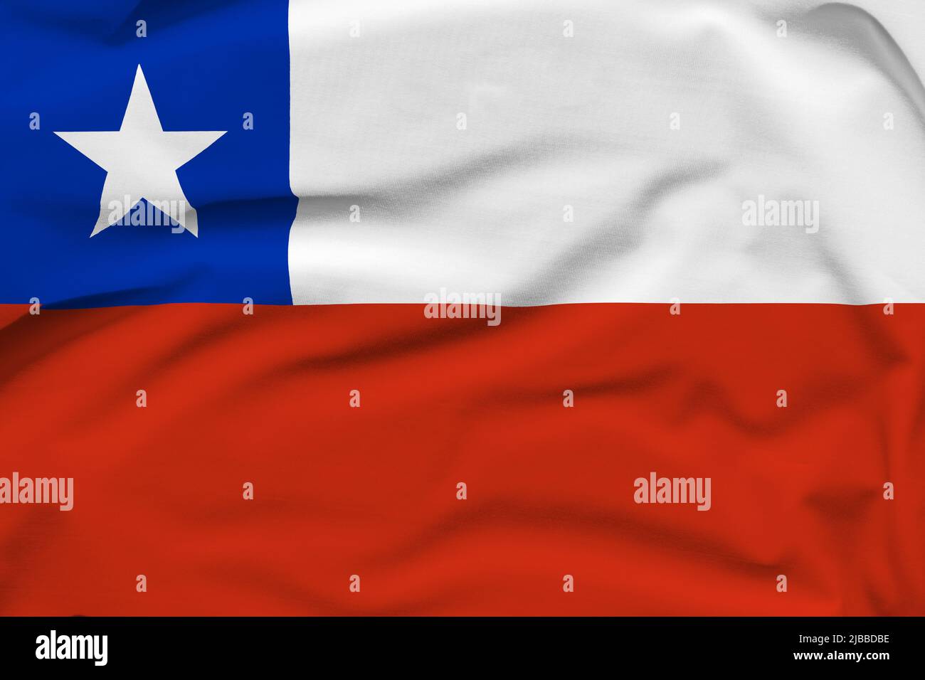 Chile national flag, folds and hard shadows on the canvas Stock Photo ...