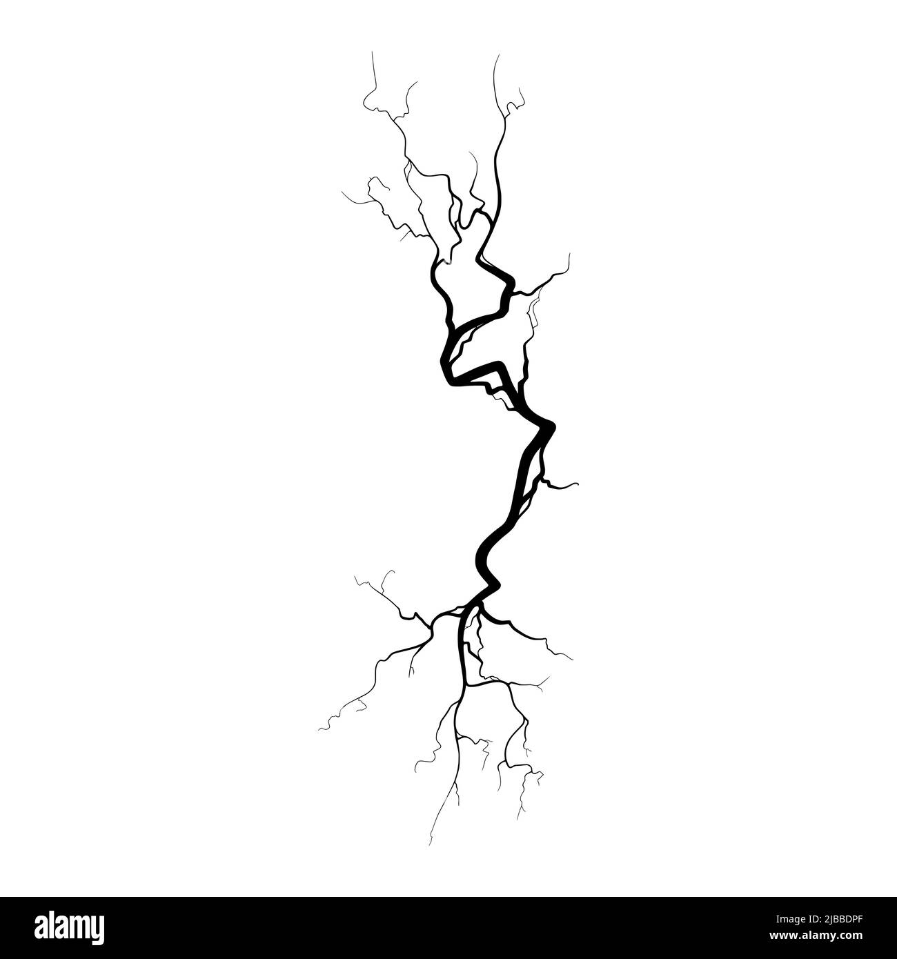 Crack on concrete or ground due to aging or drought. Fissure isolated ...