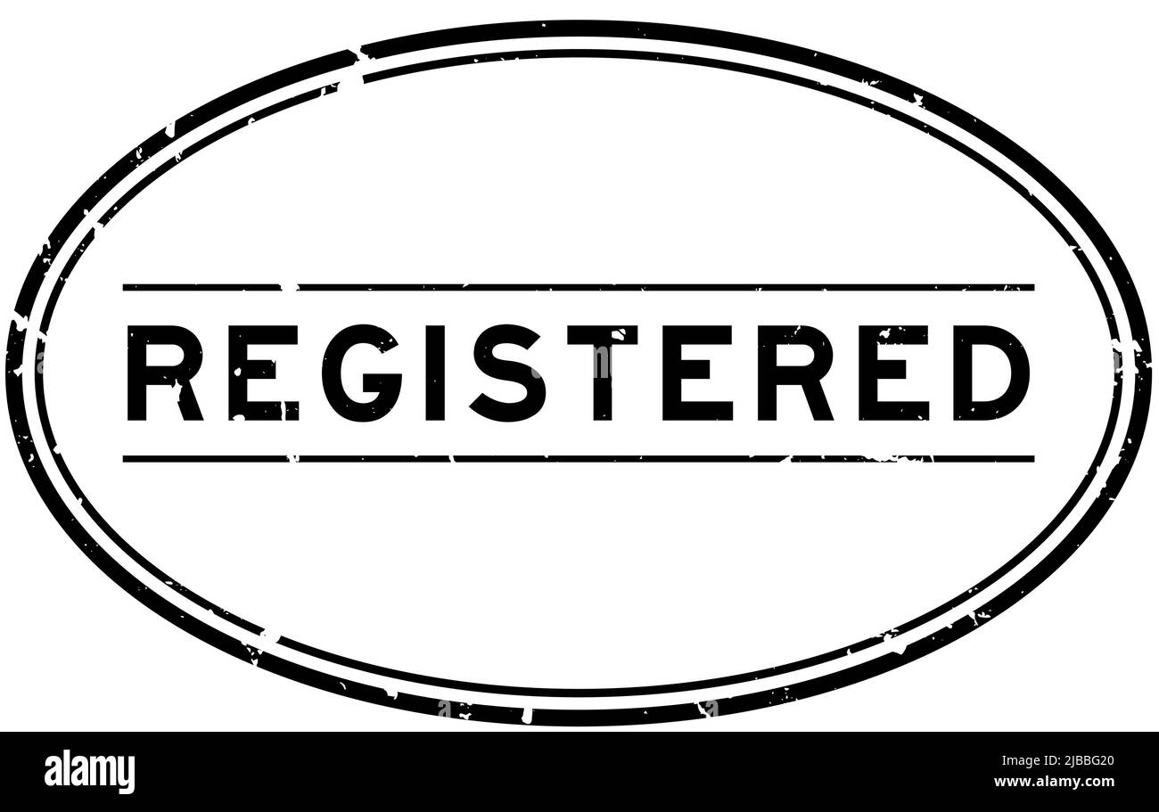 Grunge black registered word rubber seal stamp on white background ...