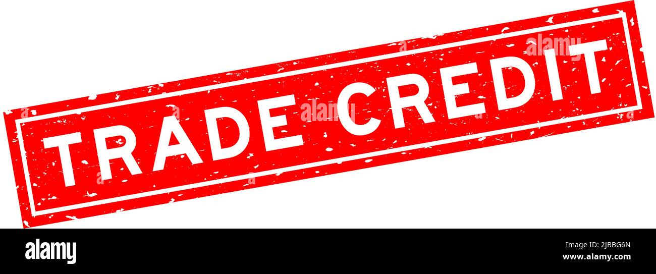 Grunge red trade credit word square rubber seal stamp on white ...