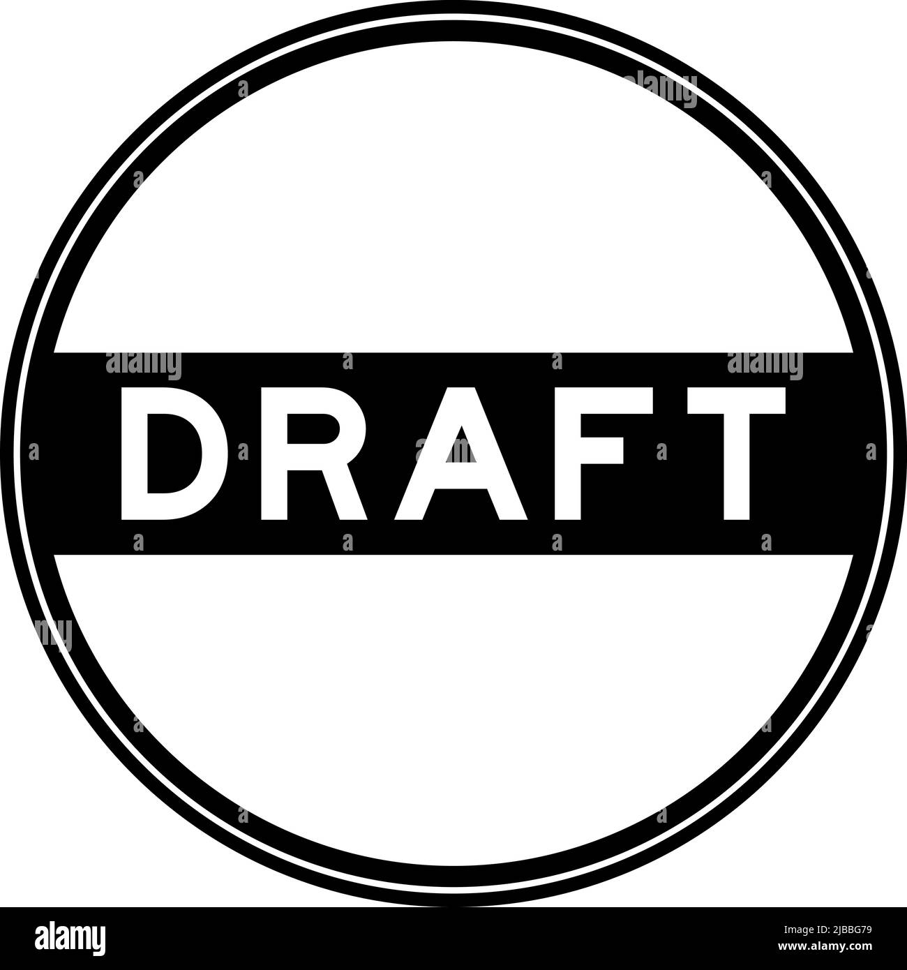 Black color round seal sticker in word draft on white background Stock ...