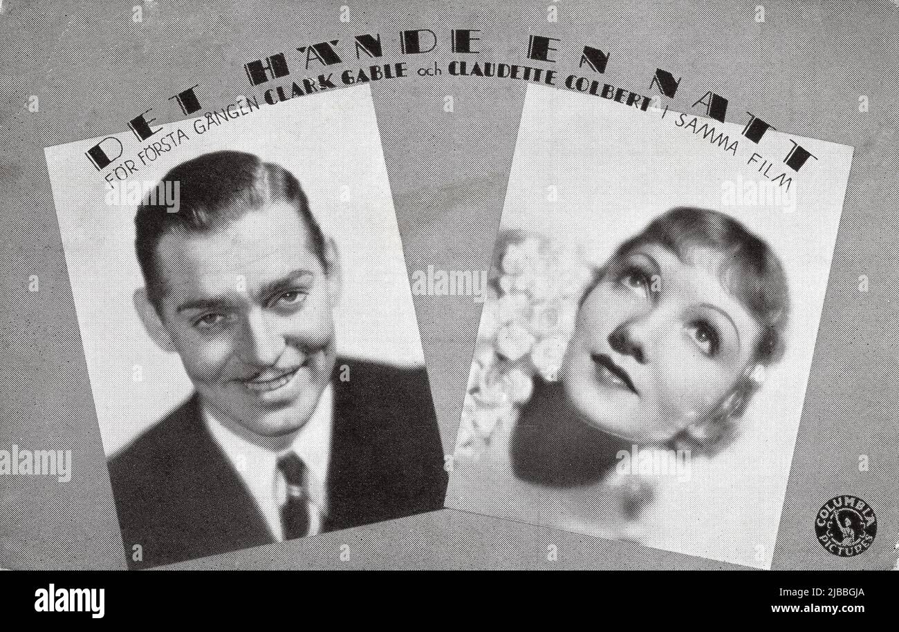Swedish Promotional Postcard from 1935 for CLARK GABLE and CLAUDETTE ...