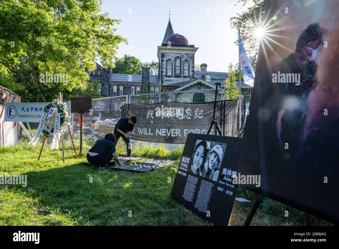 Toronto, Canada. 04th June, 2022. People put candles down on the ground ...
