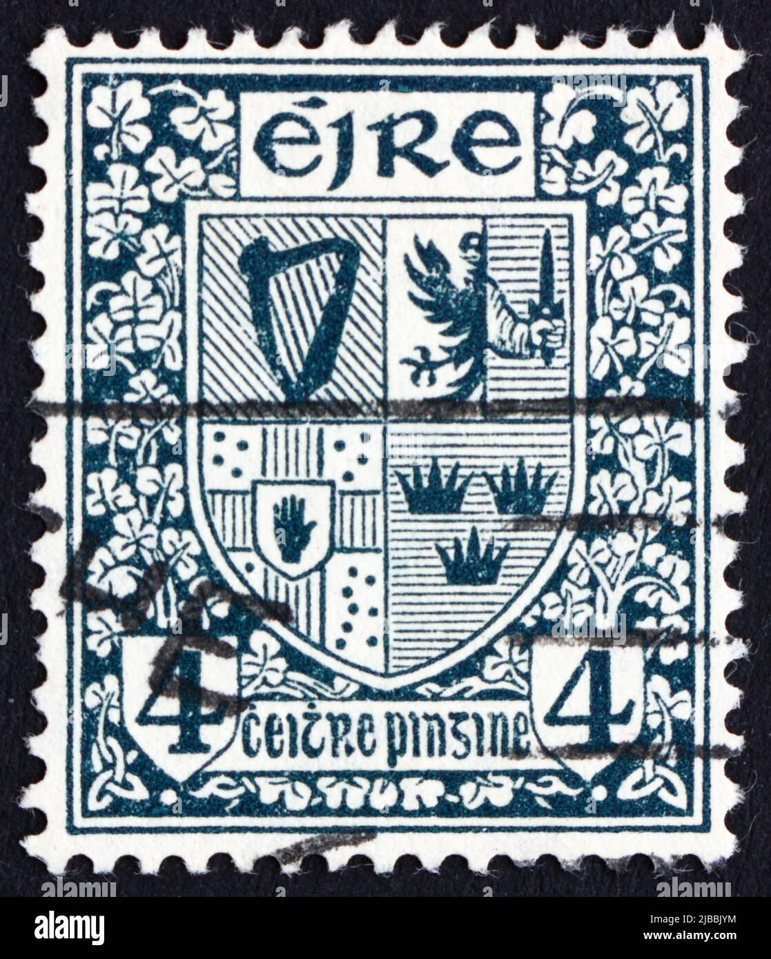 IRELAND - CIRCA 1923: a stamp printed in the Ireland shows Coat of Arms ...