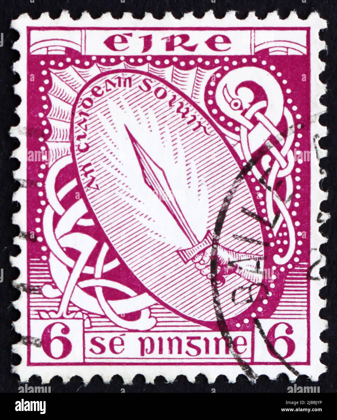 IRELAND - CIRCA 1922: a stamp printed in the Ireland shows Sword of ...