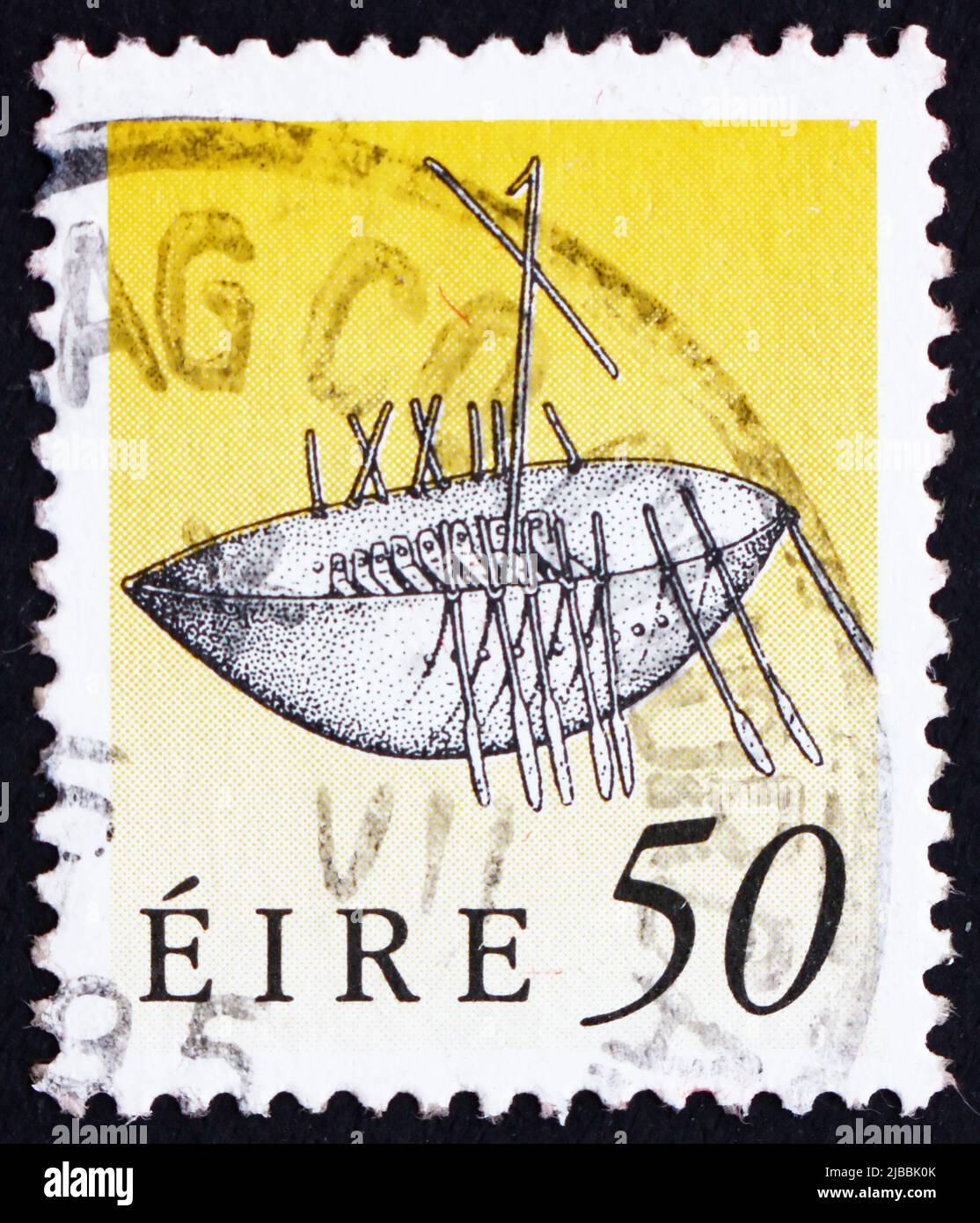 IRELAND - CIRCA 1990: a stamp printed in the Ireland shows Broighter ...