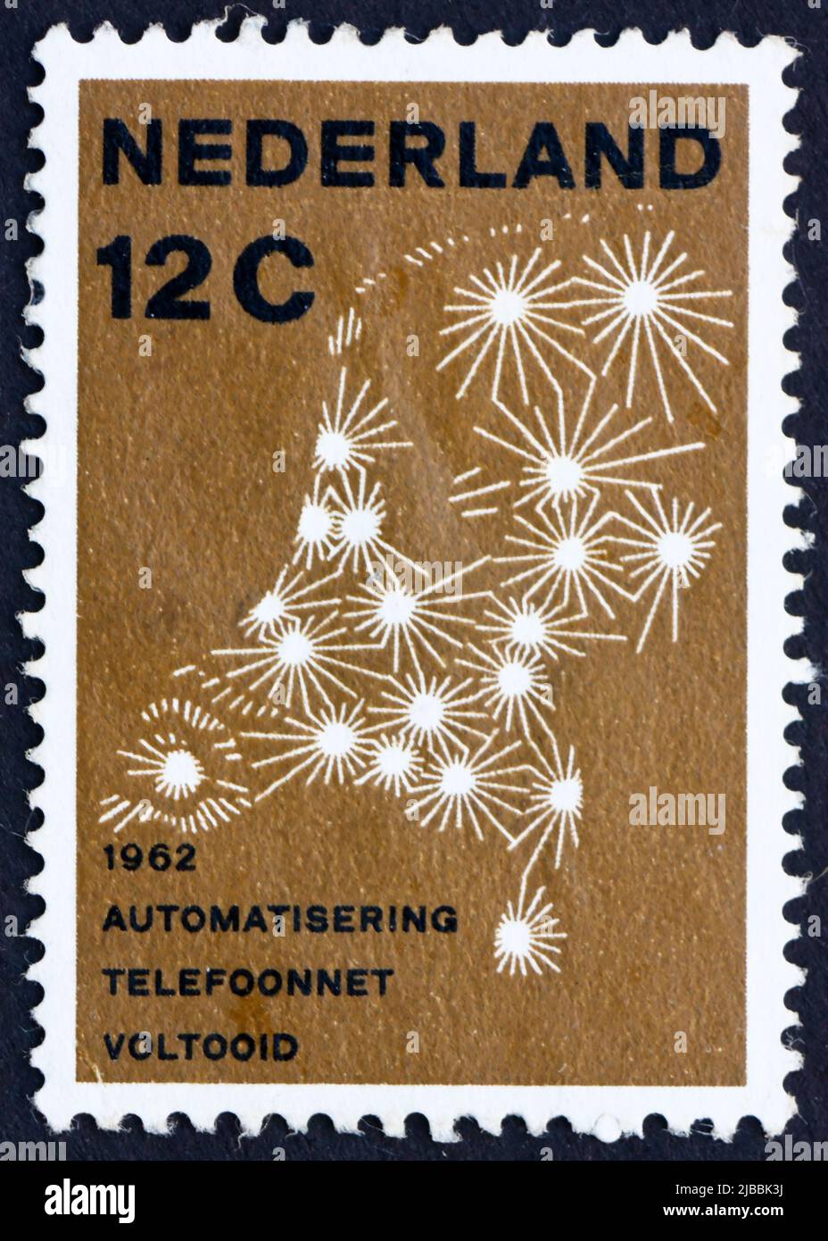 NETHERLANDS - CIRCA 1962: a stamp printed in the Netherlands shows Map ...