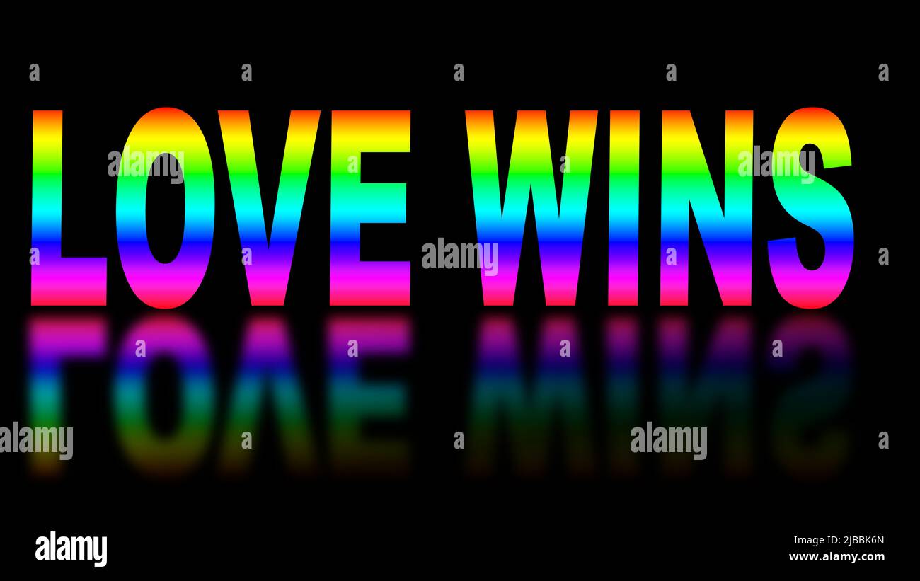 Rainbow sign and reflection illustrating diversity, equality and ...