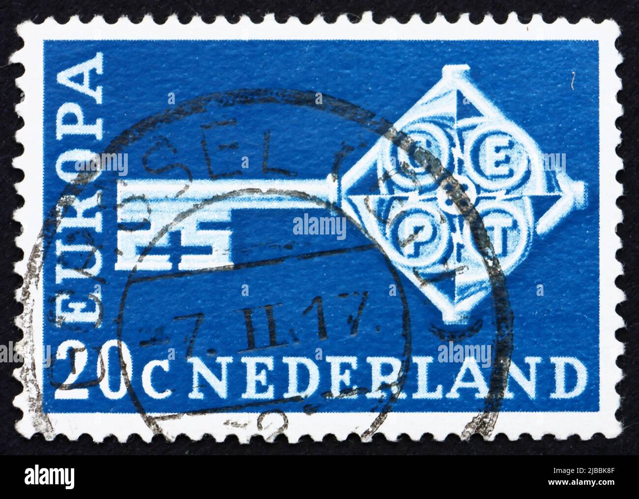 NETHERLANDS - CIRCA 1968: a stamp printed in the Netherlands shows Key ...
