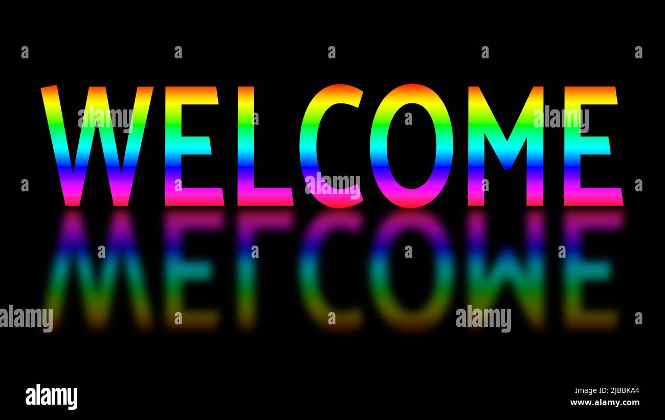 Rainbow sign and reflection illustrating diversity, equality and ...