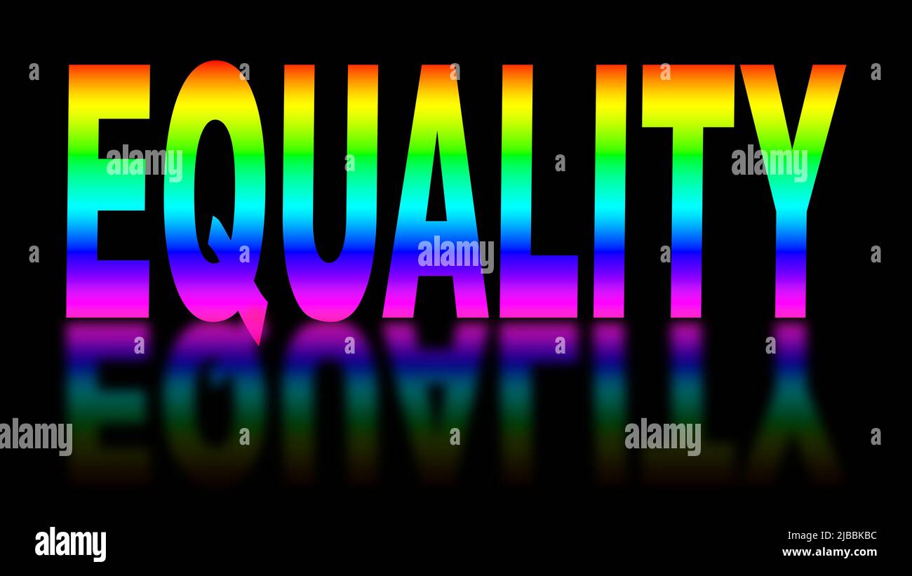 Rainbow sign and reflection illustrating diversity, equality and ...