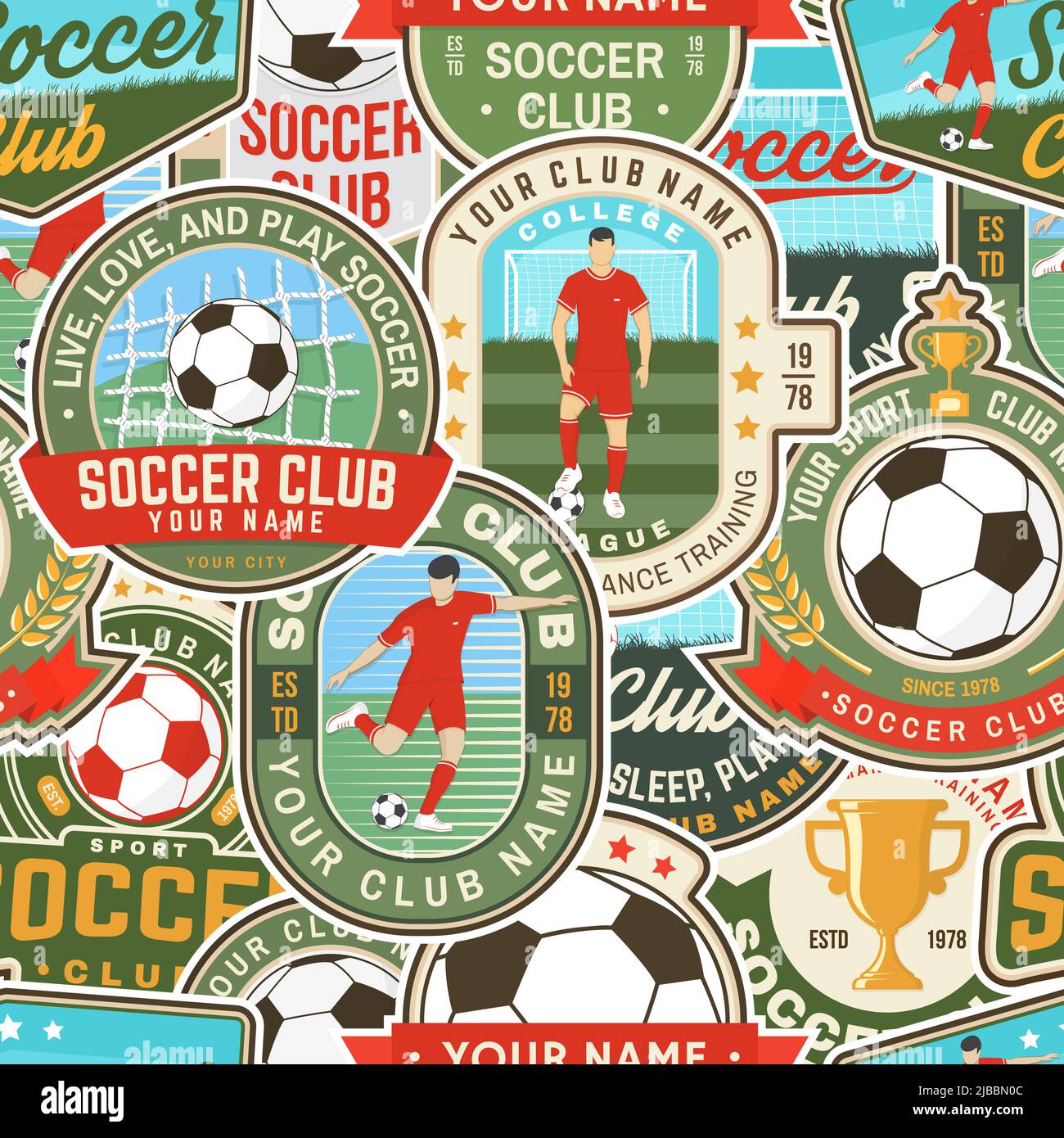 Soccer club seamless pattern. Vector illustration. Wallpaper ...