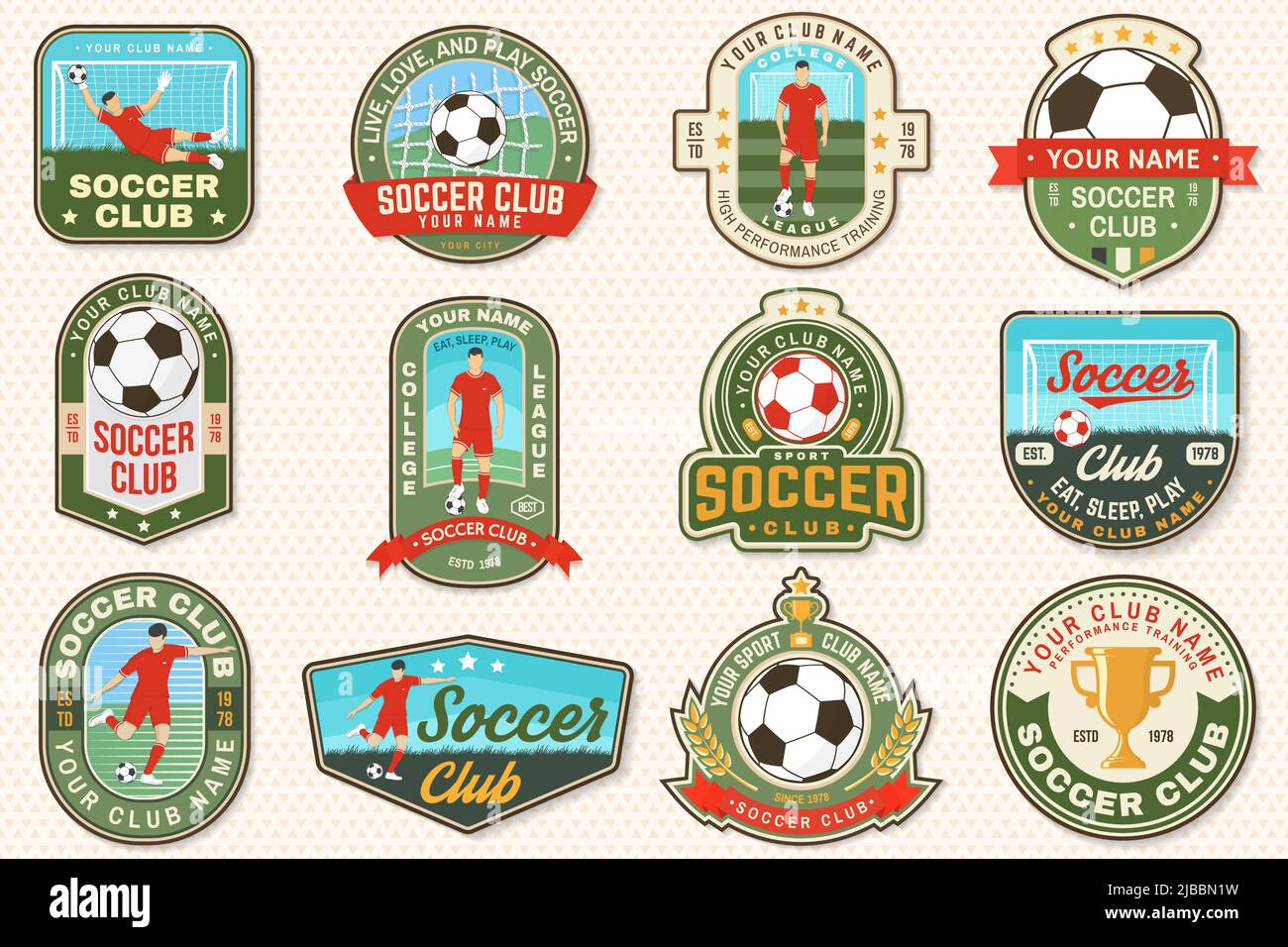 Set of soccer club patch design. Vector illustration. For sport club ...
