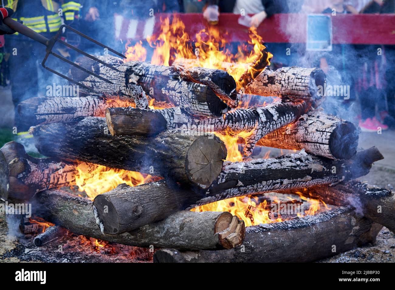 Bonfire at the Carodejnice festival or Witch burning night in Prague in ...