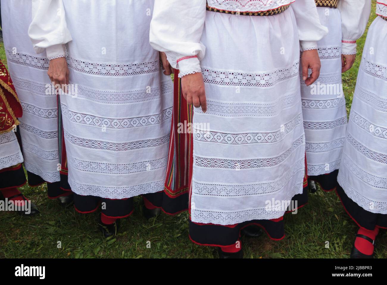 Close-up of a fragment of an Estonian folk costume. Summer Event. A ...