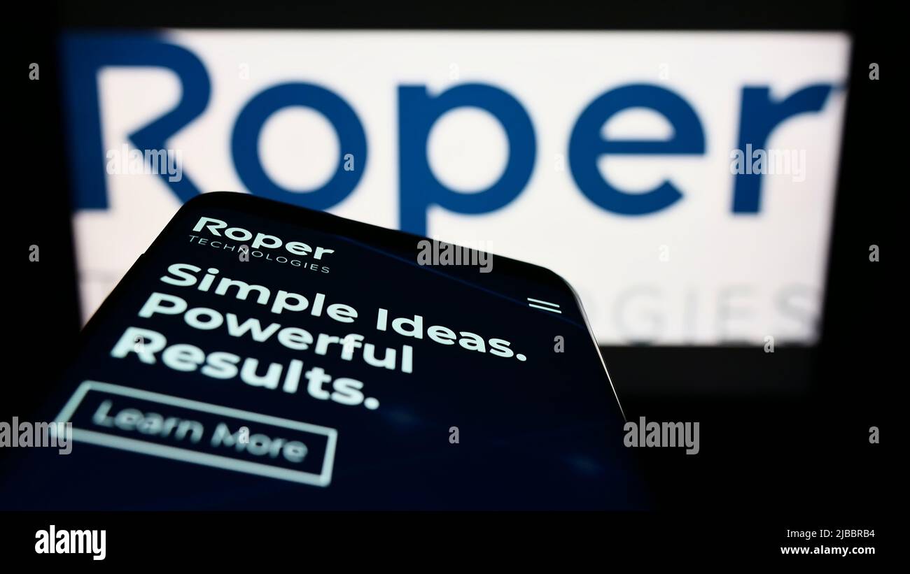 Mobile phone with website of American engineering company Roper ...