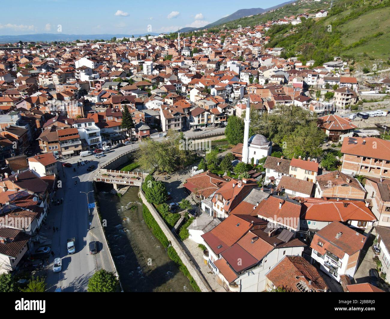 Drone view at the town of Prizren on Kosovo Stock Photo - Alamy