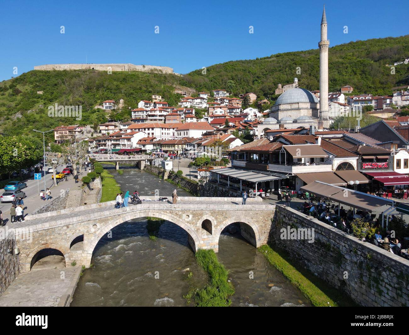 Drone view at the town of Prizren on Kosovo Stock Photo - Alamy
