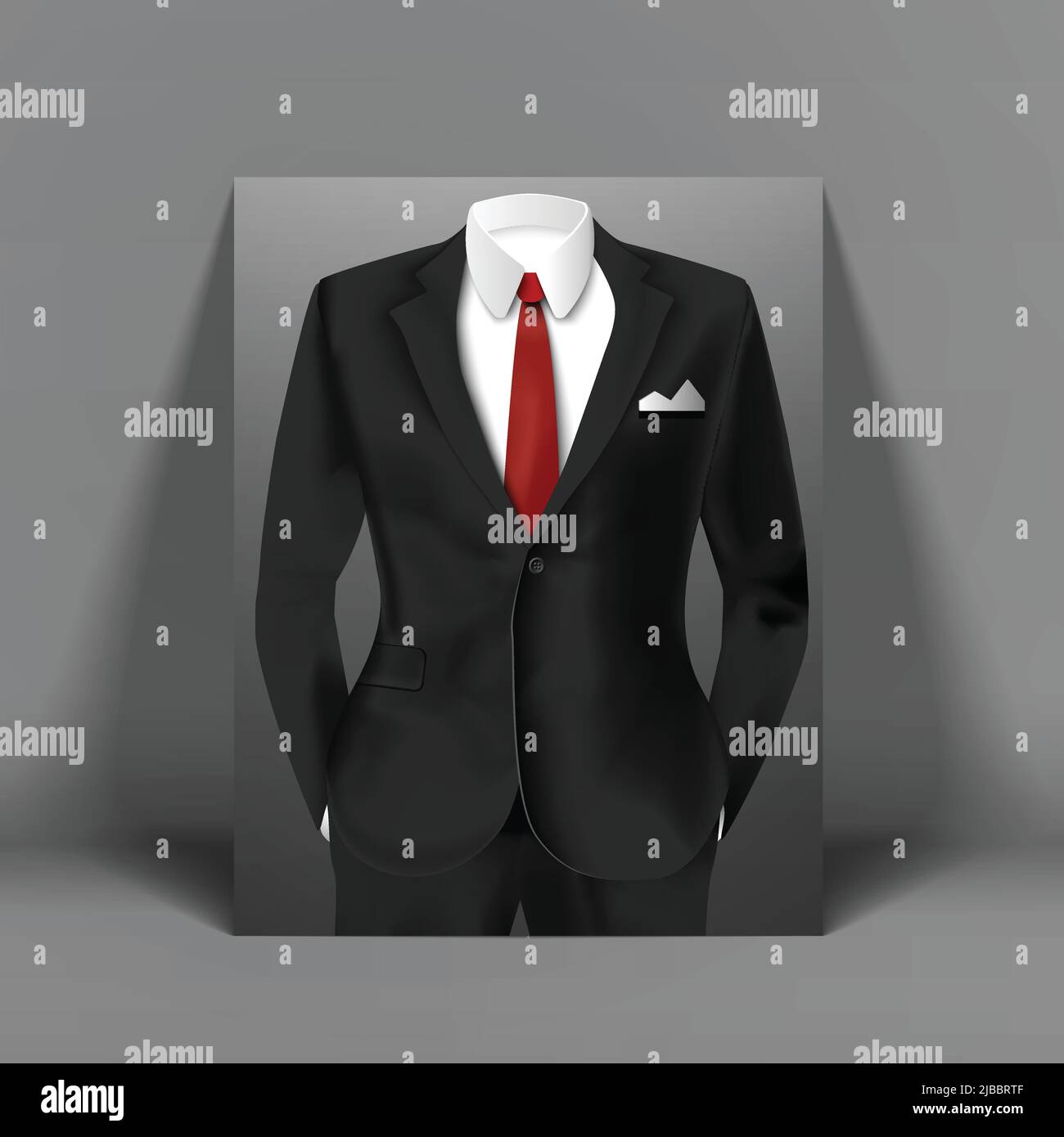 Stylish colored poster human figure dressed in a business suit with a ...