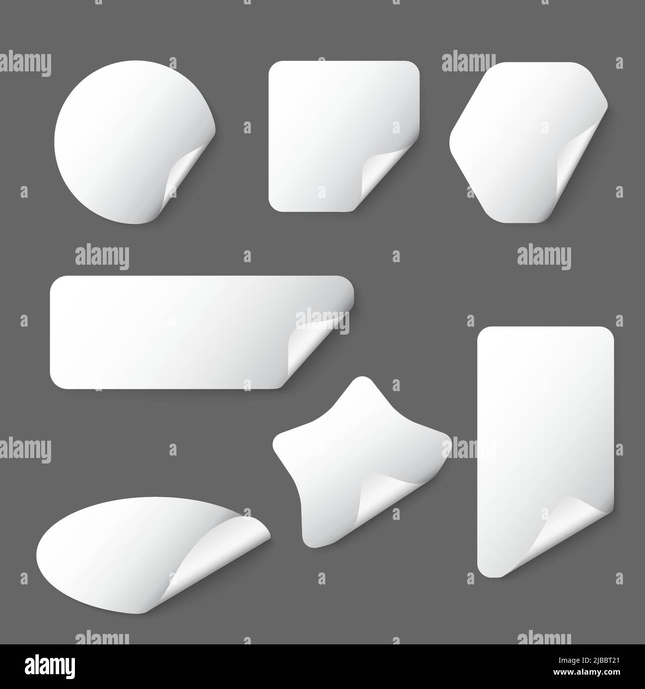 White vector paper stickers on grey background. White sticker, paper ...