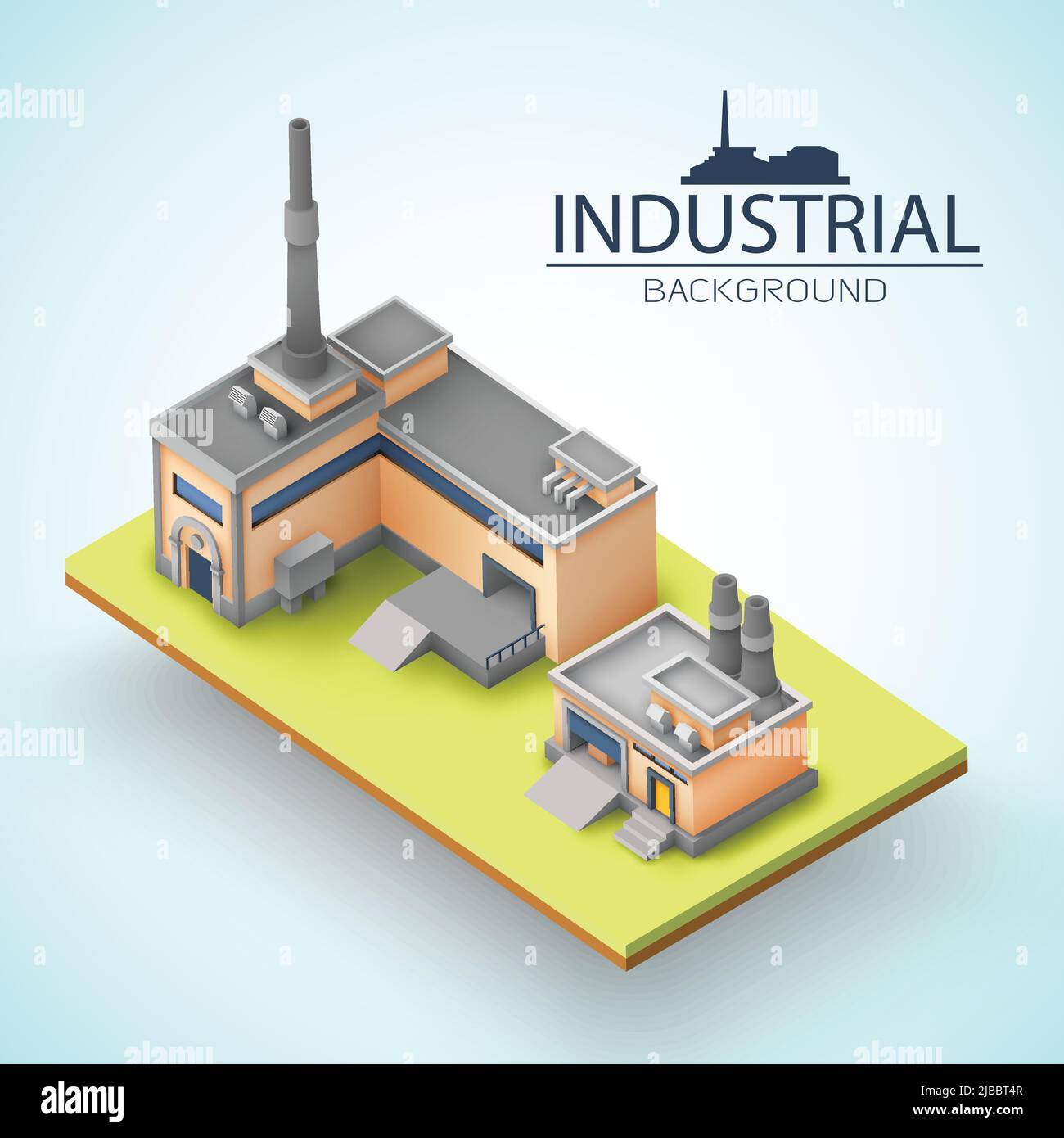 Isolated piece of earth with factory building concept for presentation ...