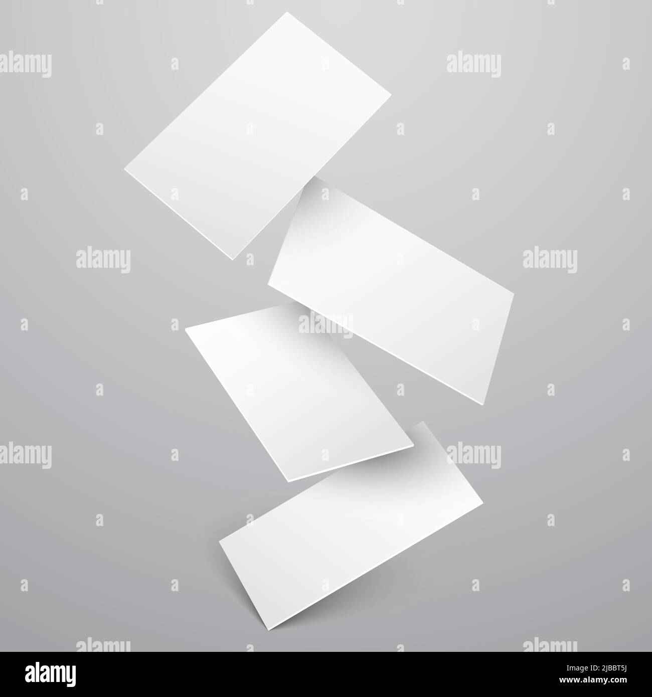 Falling business cards vector mockup. Paper page soar and free paper ...