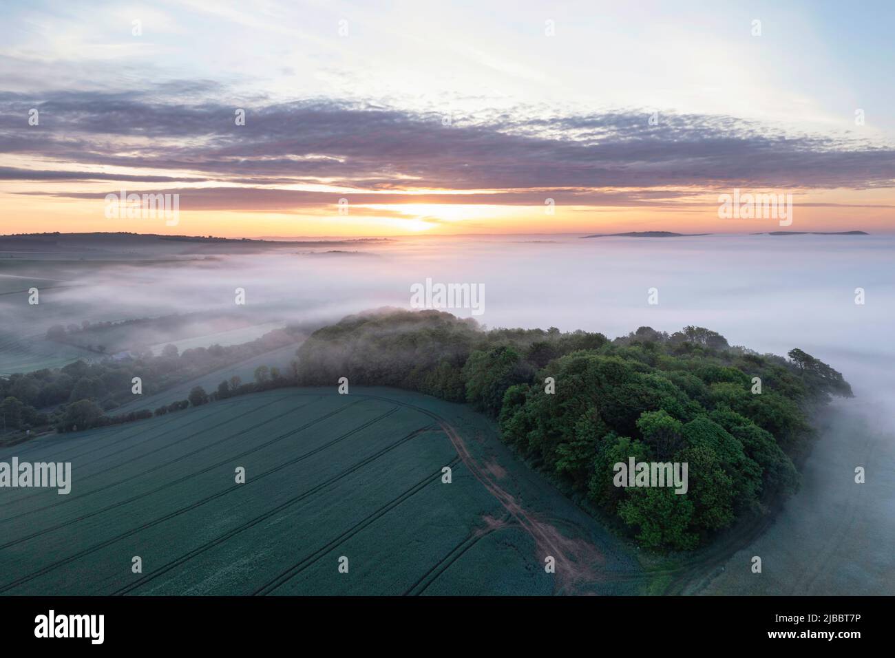 Beautiful drone landscape image of sea of fog rolling across South ...