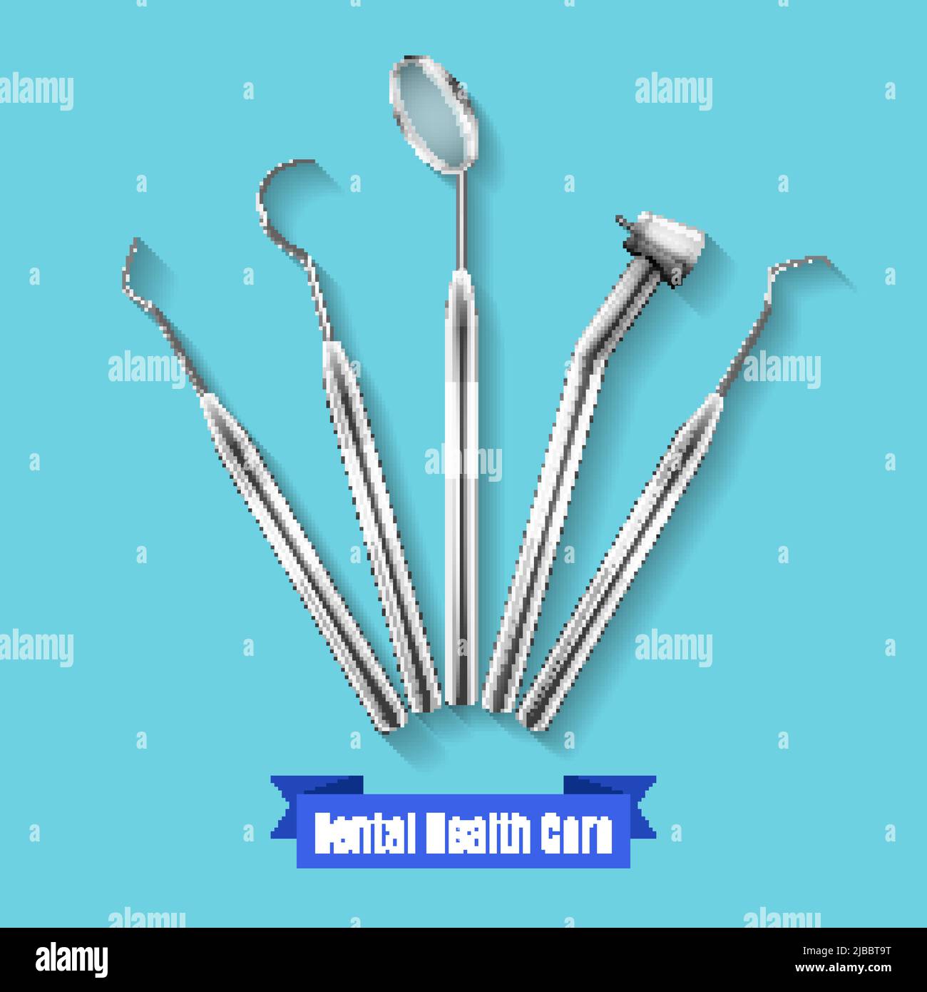 Dental health care instruments vector illustration. Emblem or banner ...