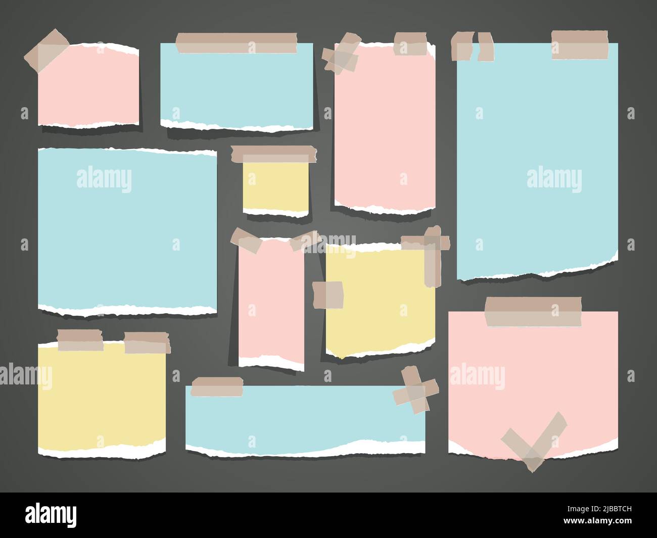 Important yellow and red notes. Vector organized office notepad papers ...