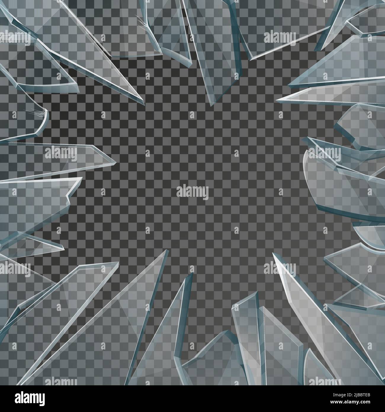 Broken glass window frame vector. Window glass broken isolated on ...