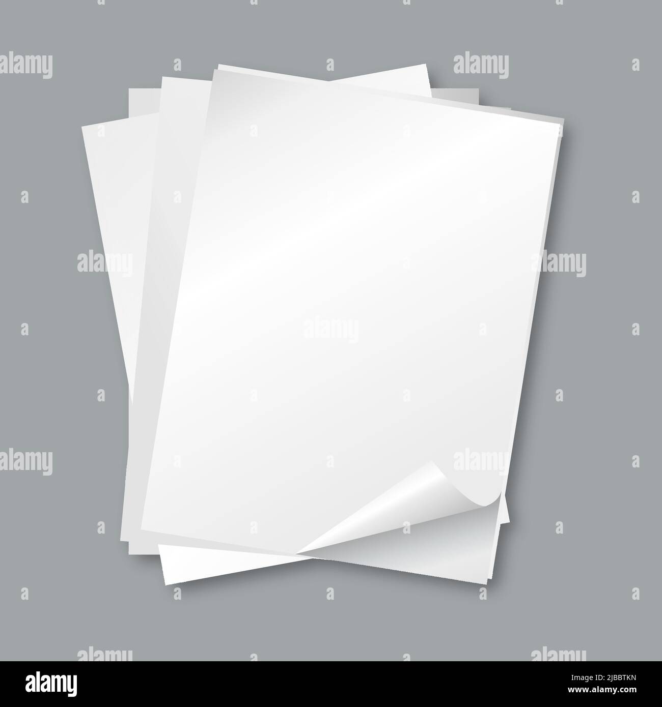 Stack of papers. Isolated blank white paper sheets, letter vector ...