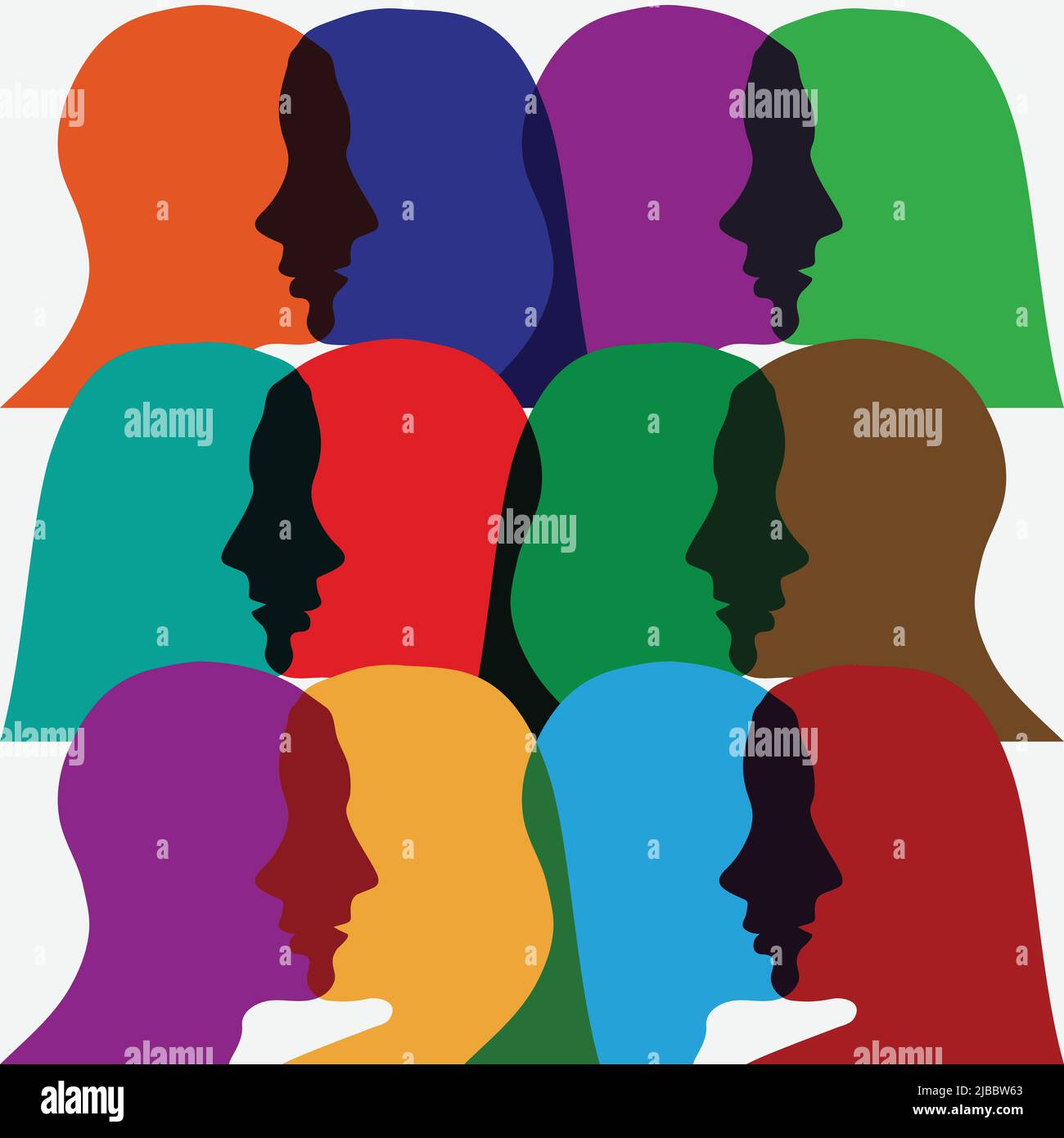 Crowd silhouette head heads hi-res stock photography and images - Alamy
