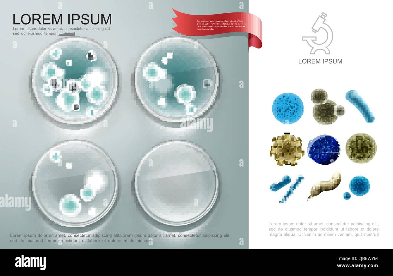 Realistic biological microorganisms composition with bacterial cells on ...