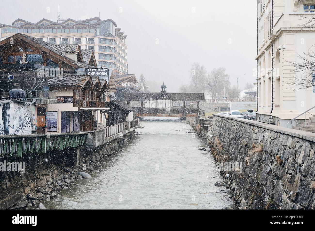 Chamonix winter city view hi-res stock photography and images - Alamy