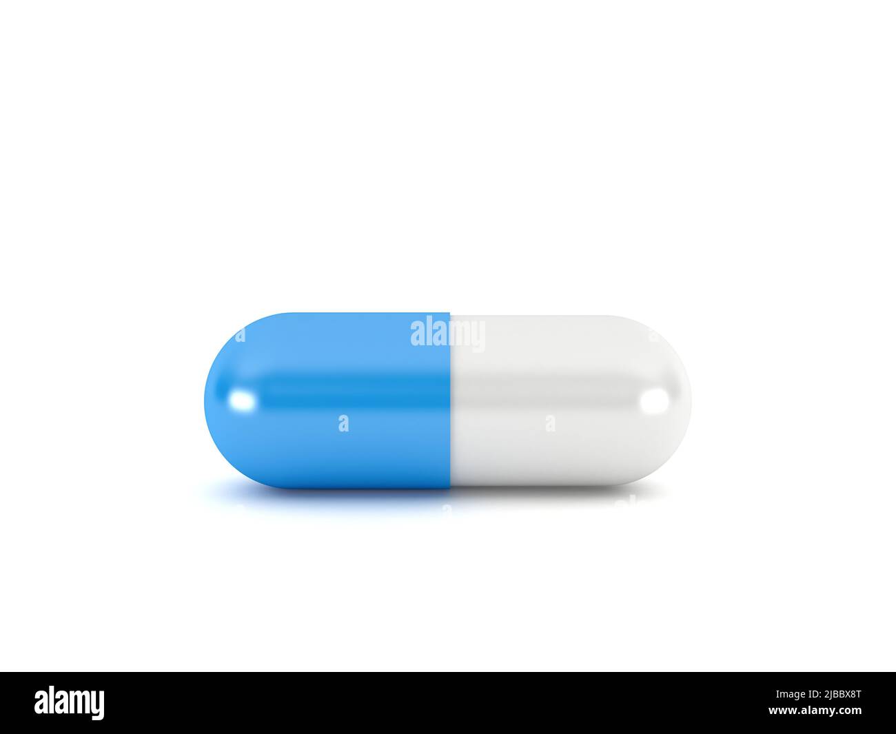Blue pill capsule isolated on white background, 3d rendering Stock ...