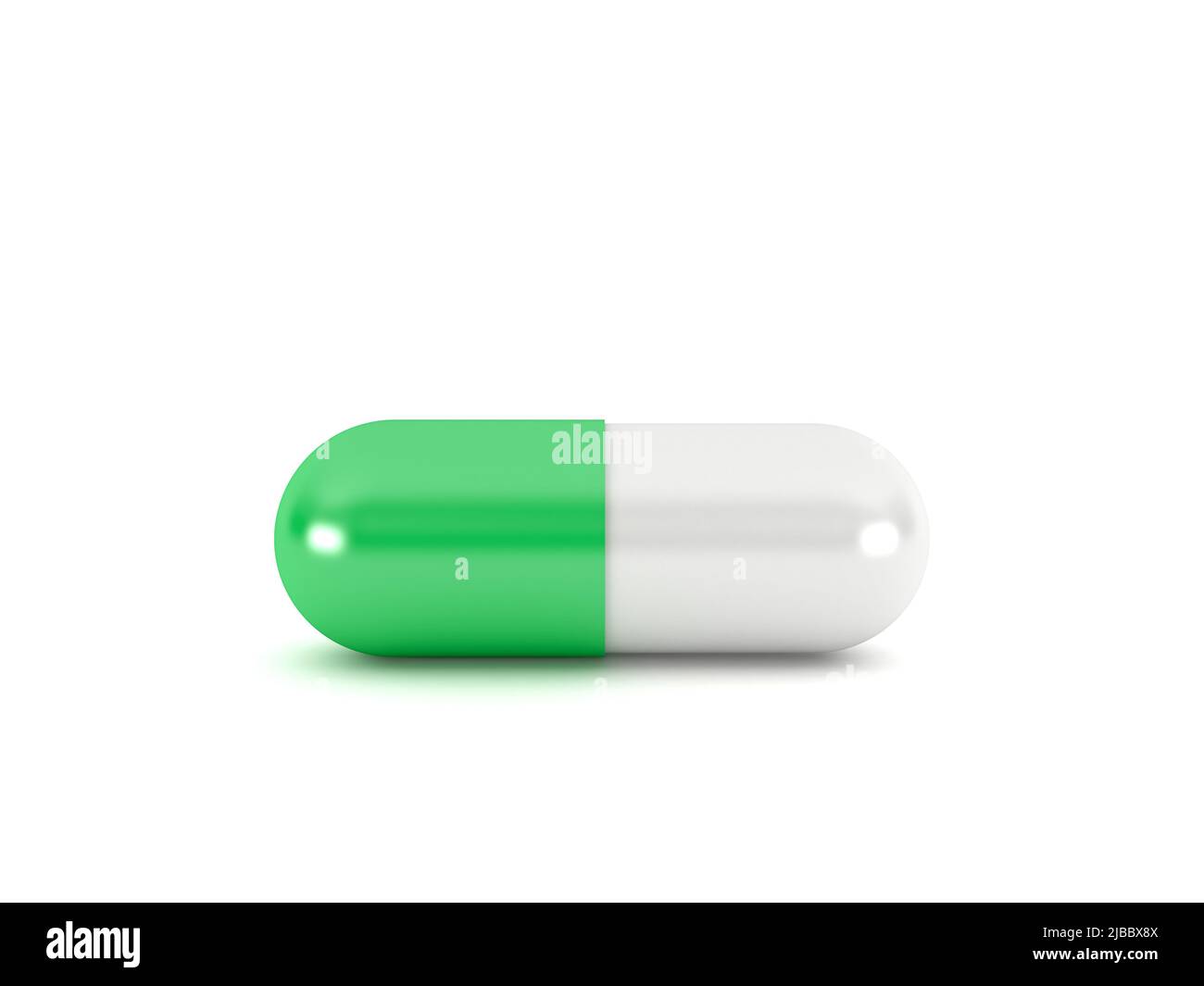 Green pill capsule isolated on white background, 3d rendering Stock ...