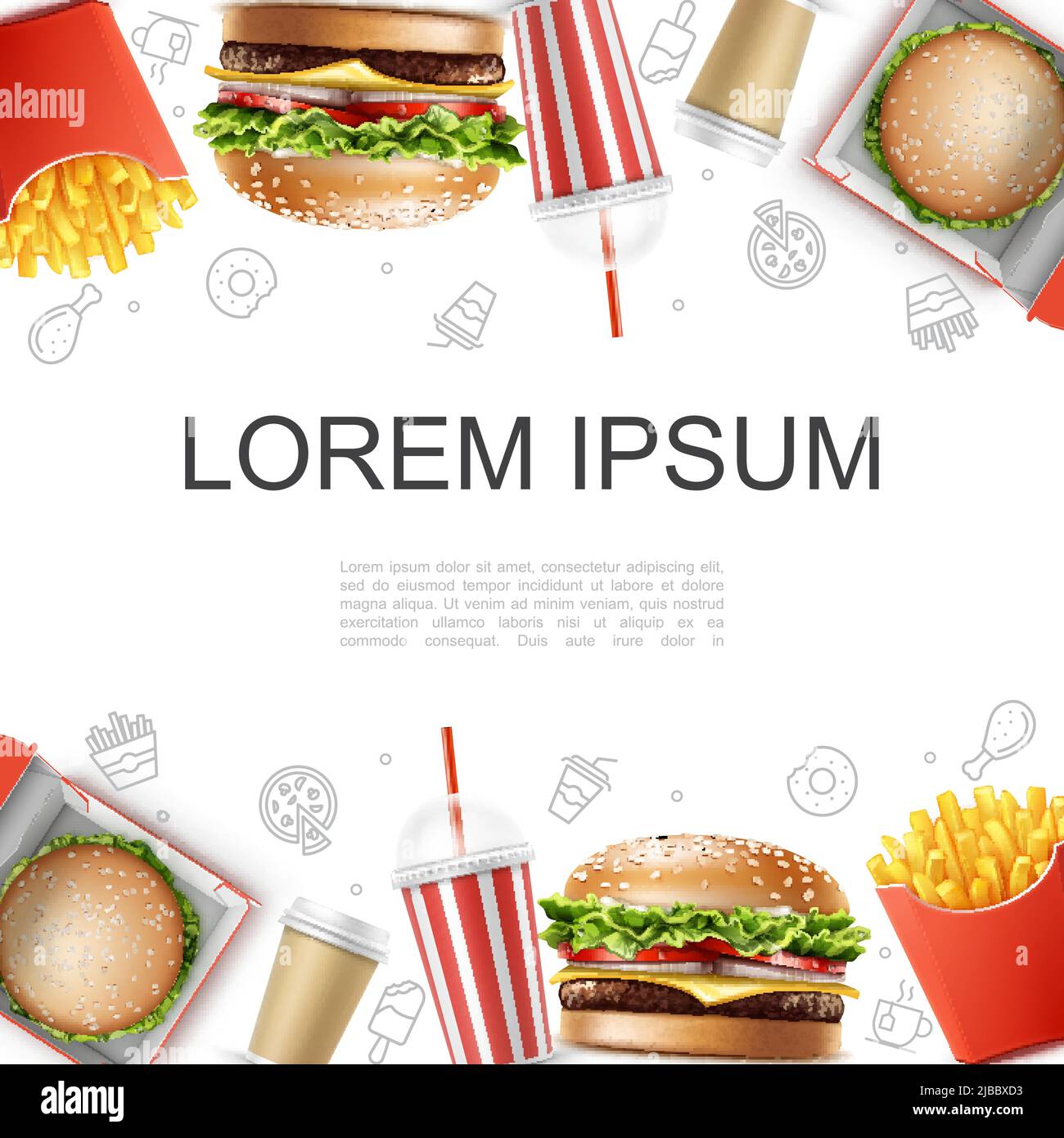 Hamburger top view soda Stock Vector Images - Alamy