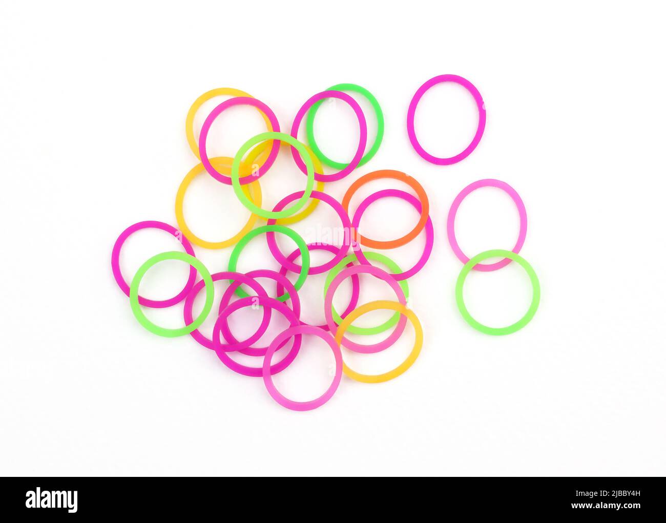 Colorful elastic rubber band on white background. Small Colorful of ...