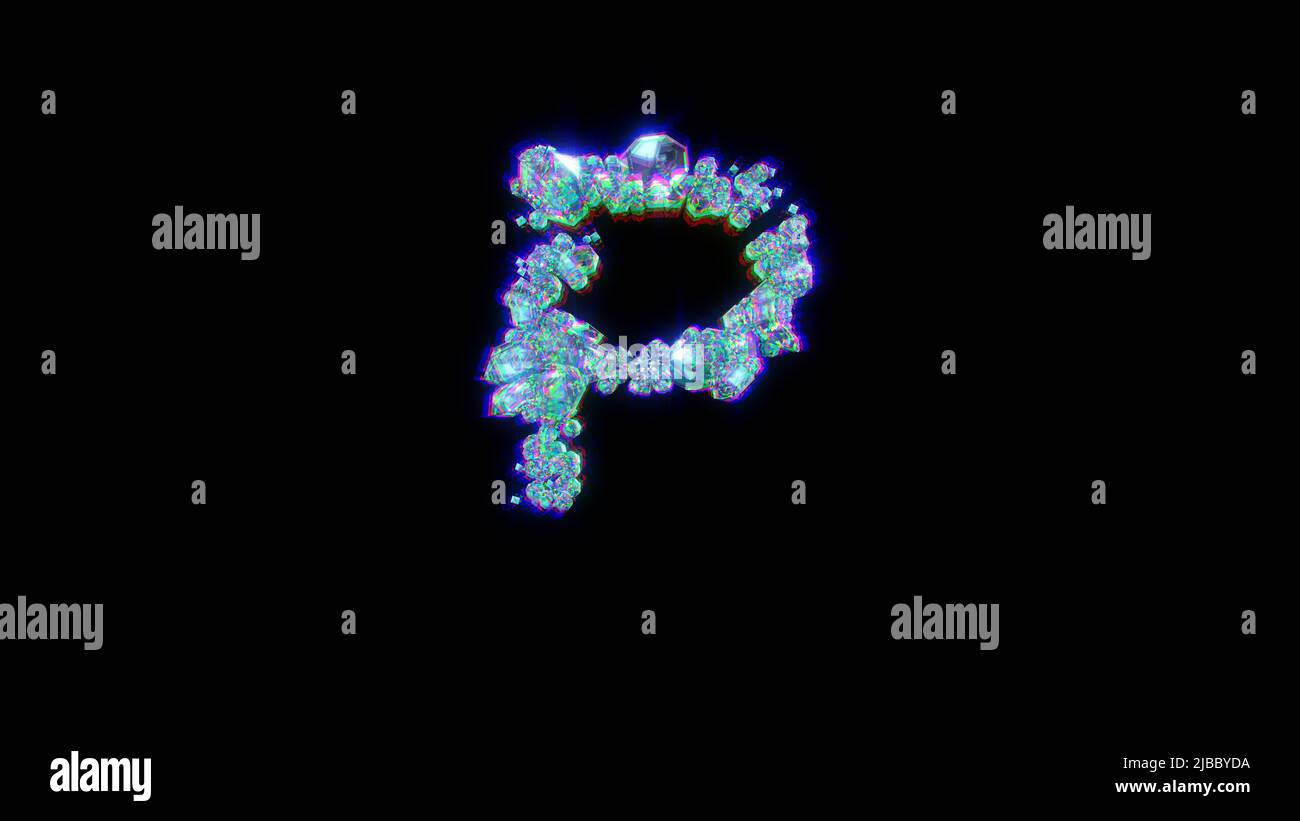 distortion alphabet of gemstones with chromatic aberrations - letter P ...