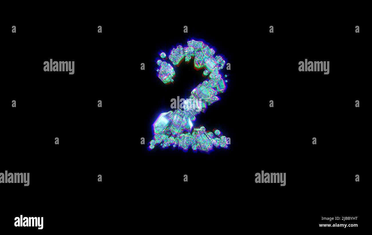 glitchy alphabet of gems with chromatic aberrations - number 2 ...