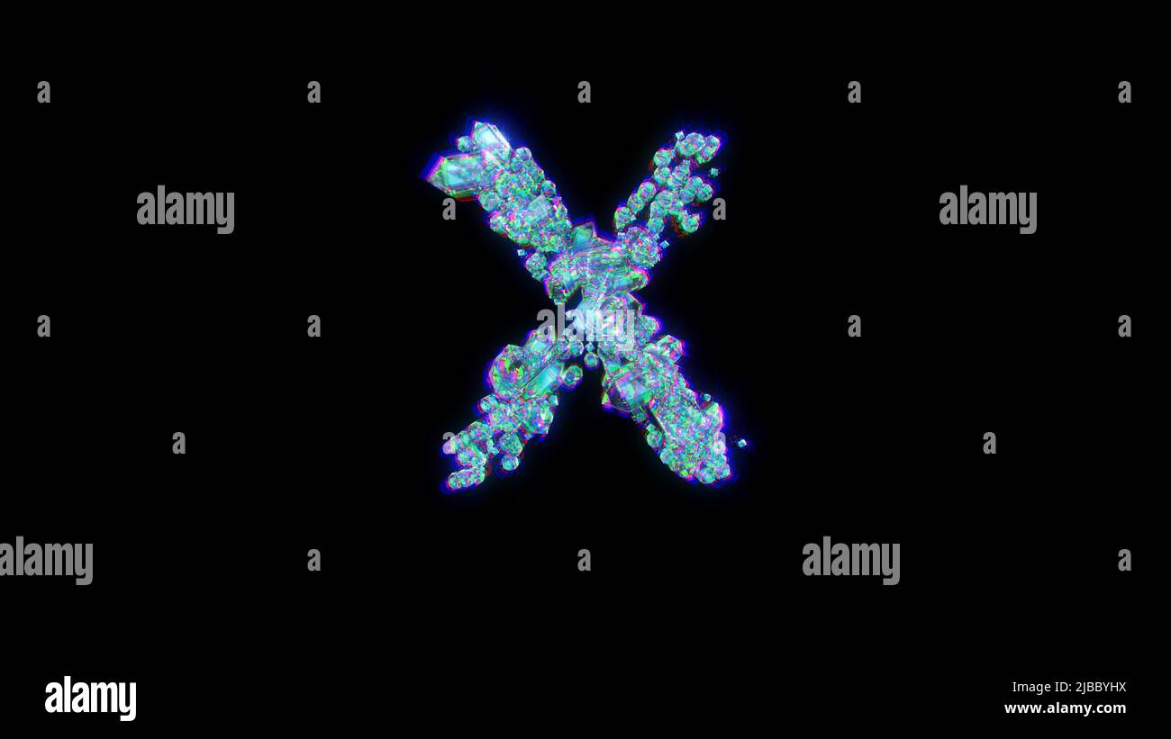distortion alphabet of gem stones with chromatic aberrations - letter X ...