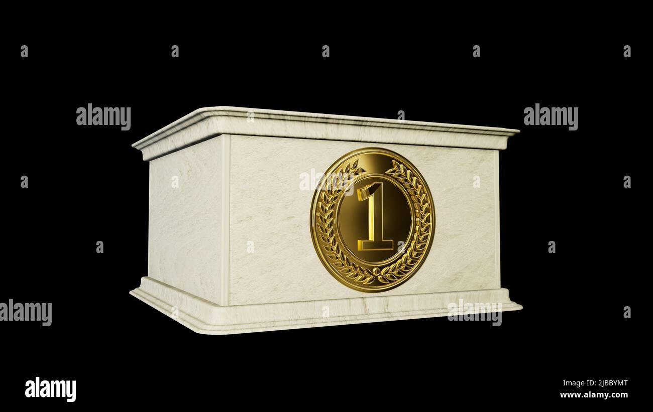 stone winners award podium on black backdrop, isolated - object 3D ...