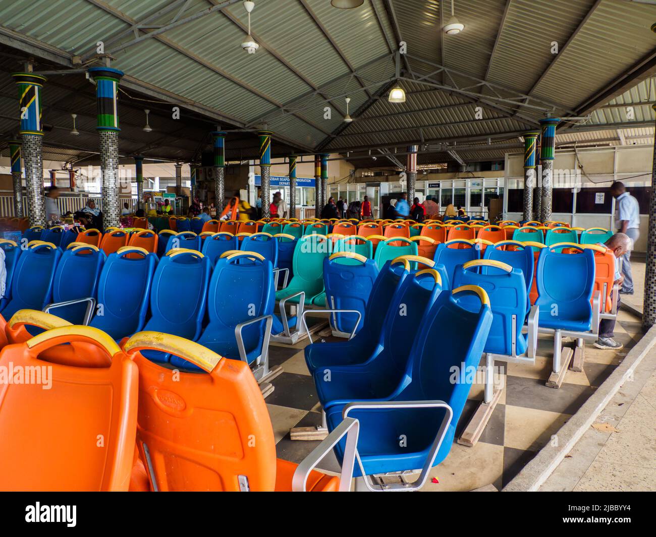 Stone Town, Zanzibar - January 2021: Port lounge for passenger ferries ...