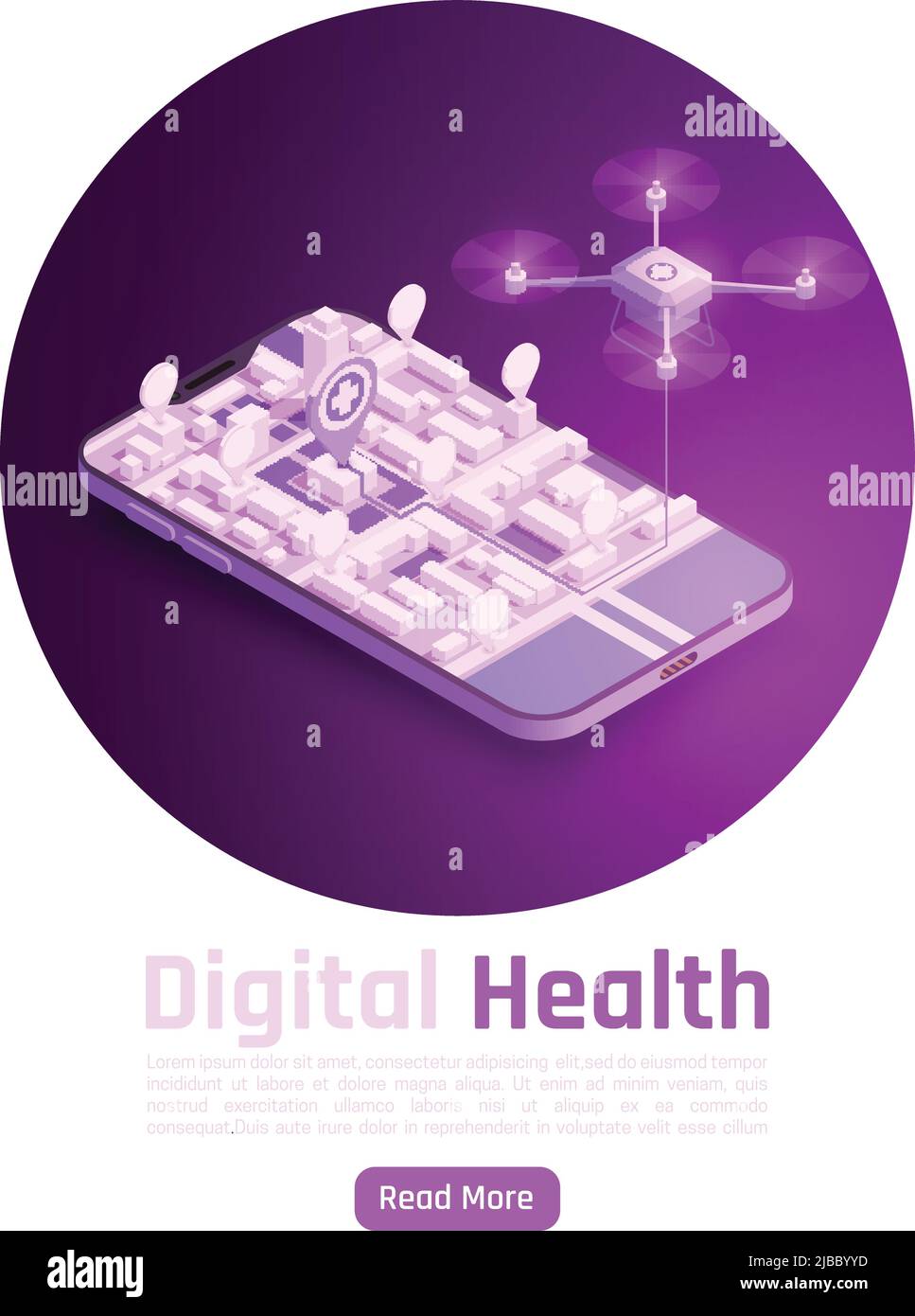 Telemedicine digital health glow isometric background composition with ...