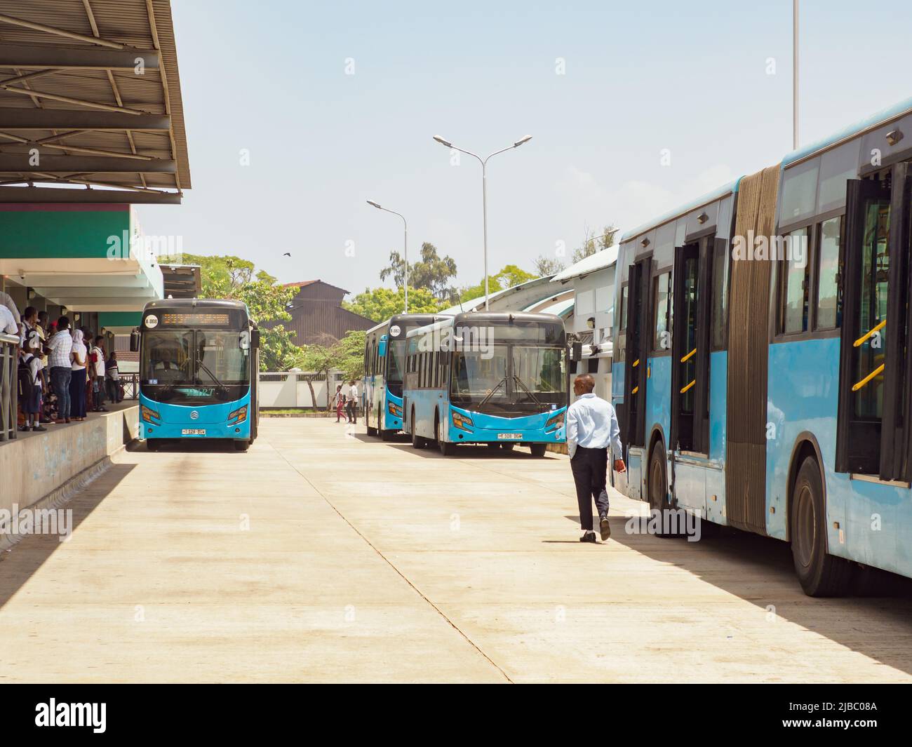 Dar es Salaam, Tanzania - January 2021: Buses on the street of Africa ...